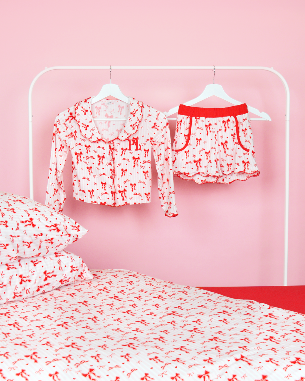 Girls Christmas Bow Pyjamas - Shorts Set | P.Louise – P. Louise Cosmetics